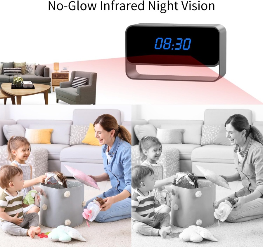 4K Wifi Clock Camera with Wide Angel Lens, Night Vision and Motion ...